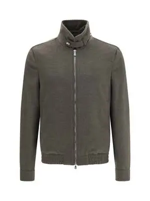Brunello Cucinelli Wool Zip Jacket With High Collar - Gray