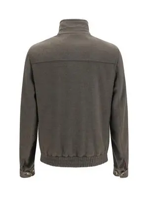 Brunello Cucinelli Wool Zip Jacket With High Collar - Gray