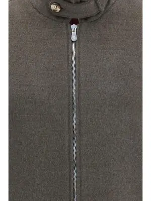 Brunello Cucinelli Wool Zip Jacket With High Collar - Gray