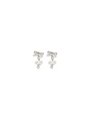 SELF-PORTRAIT Double Bow Pearl Earrings