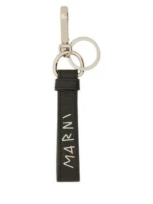 Marni Keychain With Mending Embroidery - Black