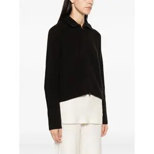 LISA YANG Cashmere Zip-up Ribbed Knit Cardigan - Black