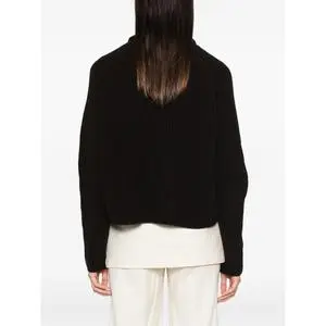 LISA YANG Cashmere Zip-up Ribbed Knit Cardigan - Black