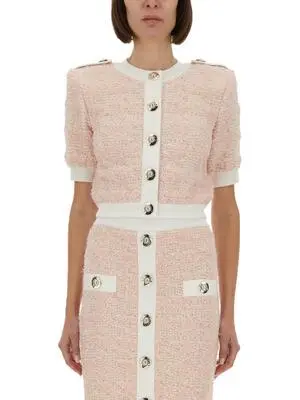 Balmain Tweed Cardigan - Pink