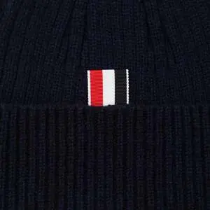 Thom Browne Navy Ribbed Cashmere Beanie