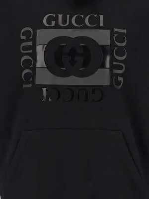 Gucci Incrocio Gg Cotton Hoodie - Black