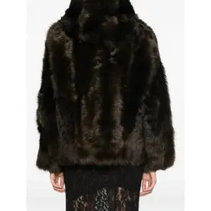 YVES SALOMON Hooded Lamb Fur Shearling Jacket - Brown