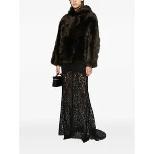 YVES SALOMON Hooded Lamb Fur Shearling Jacket - Brown
