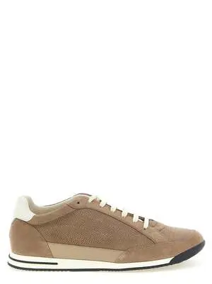 Brunello Cucinelli Knit-effect Suede Sneakers - Cream