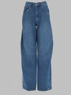 MARINE SERRE Jeans In Denim Di Cotone Organico - Blue