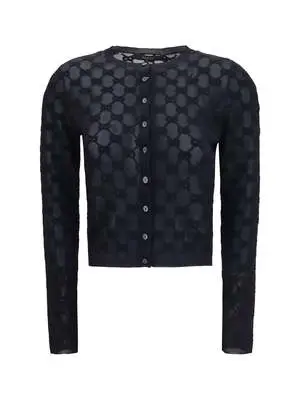 Gucci Gg All-over Viscose Crepe Cardigan - Black