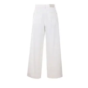 Brunello Cucinelli Relaxed Denim Trousers With Monile - White