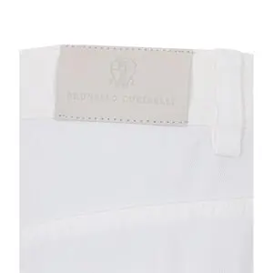 Brunello Cucinelli Relaxed Denim Trousers With Monile - White