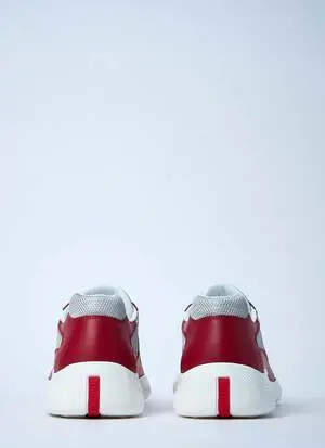 Prada America's Cup Leather And Mesh Sneakers - Red
