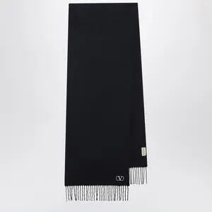 Valentino Garavani Navy Scarf With Vlogo Embroidery - Blue