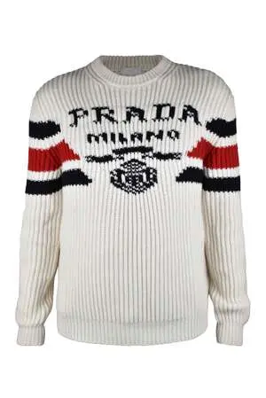 Prada Cashmere Logo Sweater - White