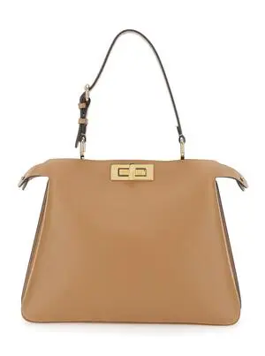 Fendi Peekaboo Soft Medium' Beige Handbag With Adjustable And Removable Handle And Turn Lock Closure On Both Sides In Leather - Multicolor