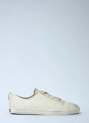Prada Antiqued Leather Sneakers - White