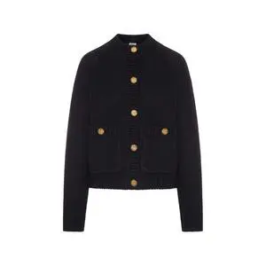 TOTEME Organic Cotton Ribbed Knit Cardigan - Black