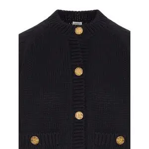 TOTEME Organic Cotton Ribbed Knit Cardigan - Black