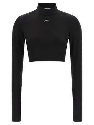 Off-White Off Stamp Crop Top - Black