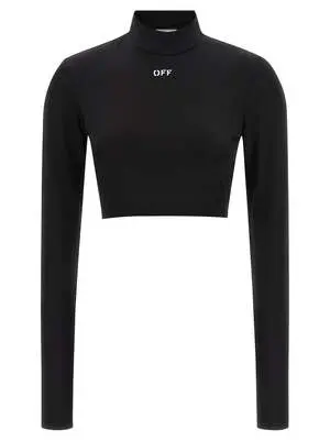 Off-White Off Stamp Crop Top - Black