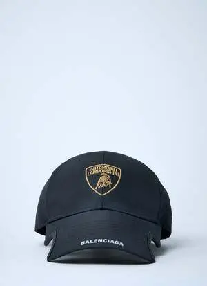BALENCIAGA X LAMBORGHINI Logo Motif Baseball Cap - Black