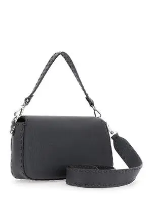 Fendi Baguette” Grey Shoulder Bag With Contrast Stitching In Leather - Multicolor