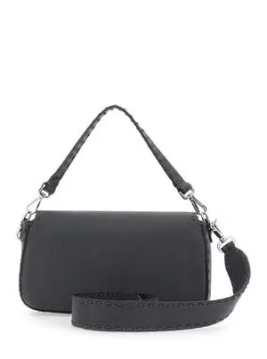 Fendi Baguette” Grey Shoulder Bag With Contrast Stitching In Leather - Multicolor