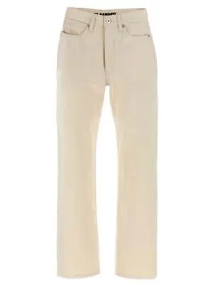 JIL SANDER High Waist Raw Denim Jeans - Cream