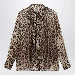 Dolce & Gabbana Silk Georgette Leopard-print Shirt - Brown