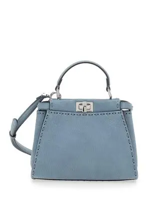 Fendi Peekaboo' Light Handbag With Turnlock Closure On Both Sides In Grained Leather For - Blue