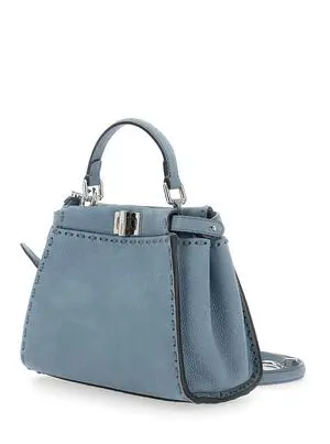 Fendi Peekaboo Leather Handbag - Blue