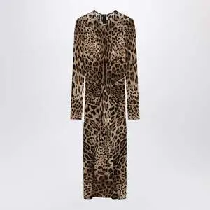 Dolce & Gabbana Leopard-print Viscose Jersey Dress - Brown