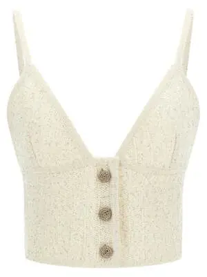 Alessandra Rich Sequin Top - White