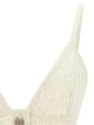 Alessandra Rich Sequin Crop Top - White
