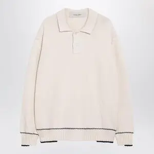 GOLDEN GOOSE Polo Rindley With Logo Print In Cotton Blend, Heritage - White