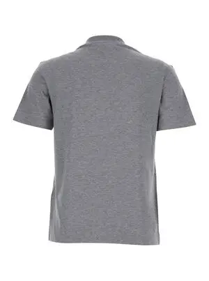 Fendi Grey Crewneck T-shirt With Logo Detail On The Front In Cotton - Gray