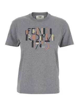 Fendi Cotton Logo T-shirt - Gray