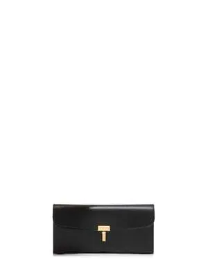 TOTEME Black Leather T-lock Wallet - Multicolor