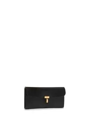TOTEME Black Leather T-lock Wallet - Multicolor