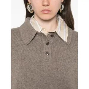LISA YANG Cashmere Polo Top - Brown