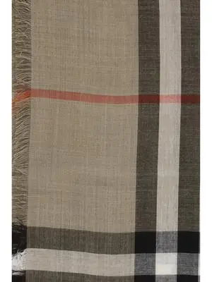 Burberry Check Reversible Wool And Silk Scarf - Cream