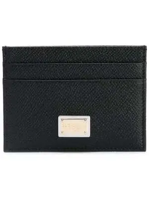 Dolce & Gabbana Dauphine Calfskin Card Holder With Branded Plate - Black