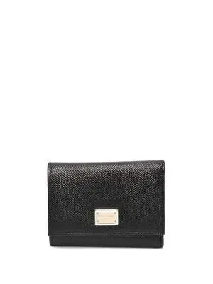 Dolce & Gabbana Dauphine Calfskin Wallet With Branded Tag - Black