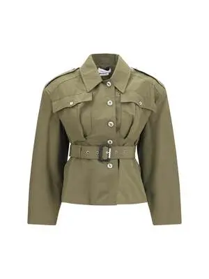 Alexander McQueen Cropped Belted Jacket - Green