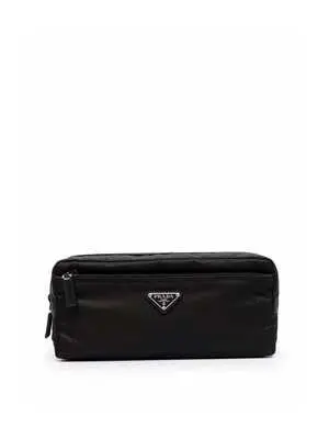 Prada Re-nylon And Saffiano Leather Travel Pouch - Black