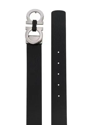FERRAGAMO Grained Leather Gancini Reversible Belt