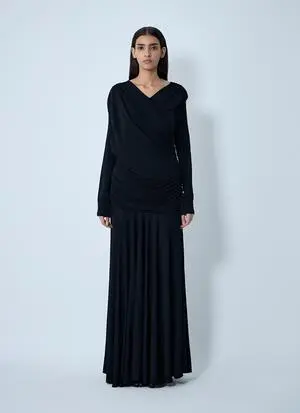 GANNI Ruched Maxi Dress - Black
