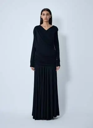 GANNI Ruched Maxi Dress - Black